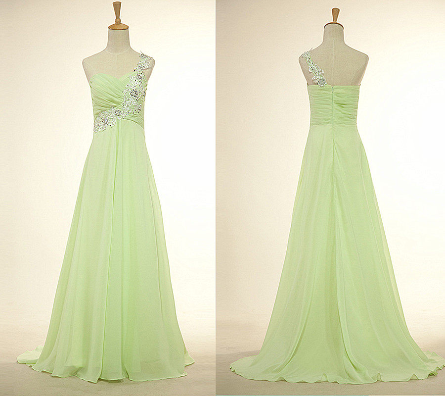 Mint Green Prom Dress,one Shoulder Long Prom Dress,2015 Prom Dress,mint ...